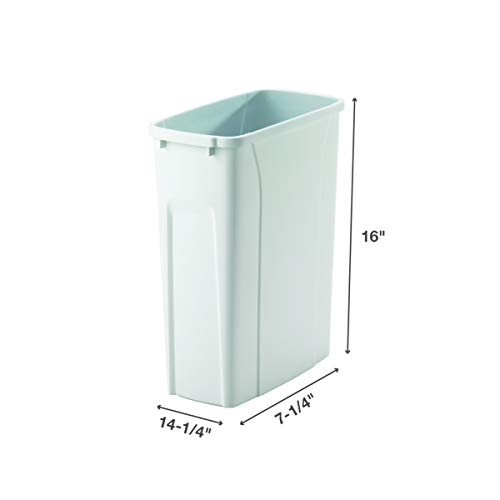 Knape & Vogt FBA_SBM9-1-20WH Trash Can, 17.31-Inch by 7.98-Inch by 20-Inch, White