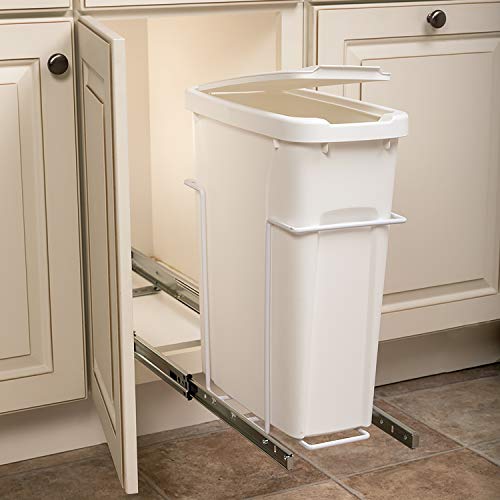 Knape & Vogt FBA_SBM9-1-20WH Trash Can, 17.31-Inch by 7.98-Inch by 20-Inch, White