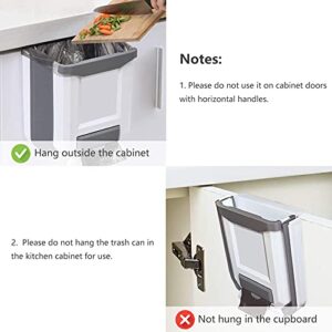 HUAPPNIO Kitchen Trash Can Plastic Collapsible 2 Gallon Wall Mounted for Cabinet Door Hanging Garbage Bin White