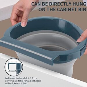 Eleganted Hanging Kitchen Trash Can 4L Folding Trash Can for Kitchen Cabinet Collapsible Hang Garbage Can Countertop Garbage Bin Bedroom Trash Can (Gray)