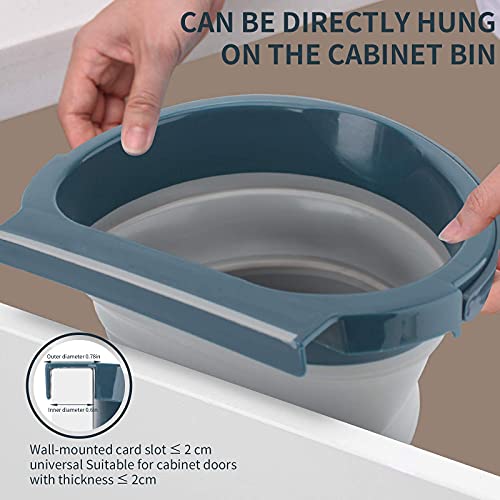 Eleganted Hanging Kitchen Trash Can 4L Folding Trash Can for Kitchen Cabinet Collapsible Hang Garbage Can Countertop Garbage Bin Bedroom Trash Can (Gray)