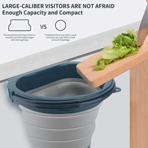 Eleganted Hanging Kitchen Trash Can 4L Folding Trash Can for Kitchen Cabinet Collapsible Hang Garbage Can Countertop Garbage Bin Bedroom Trash Can (Gray)