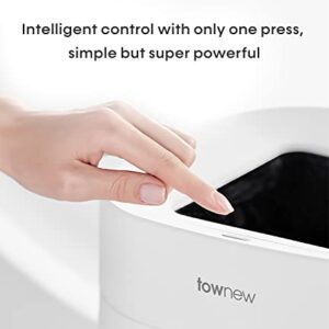 TOWNEW T Air Lite(T02B) Self-Sealing 4.4 Gallon Waste Bin | No Lid Waterproof Motion Sense Activated Garbage Bin | Smart Home Electric Trash Cans - White x1 Refill Ring Included (Up to 25 Bags)