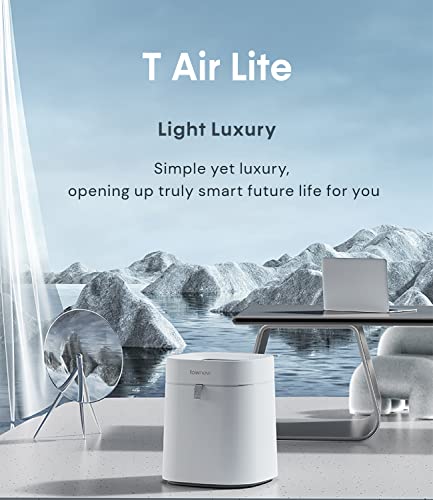 TOWNEW T Air Lite(T02B) Self-Sealing 4.4 Gallon Waste Bin | No Lid Waterproof Motion Sense Activated Garbage Bin | Smart Home Electric Trash Cans - White x1 Refill Ring Included (Up to 25 Bags)