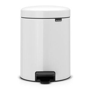 Brabantia New Icon Step On Soft Closing Kitchen Garbage/Trash Can, 1.3 Gal, White