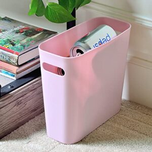 Youngever 1.5 Gallon Slim Trash Can, Plastic Garbage Container Bin, Small Trash Bin with Handles for Home Office, Living Room, Study Room, Kitchen, Bathroom (Pink)