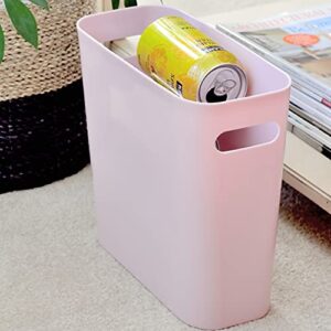 Youngever 1.5 Gallon Slim Trash Can, Plastic Garbage Container Bin, Small Trash Bin with Handles for Home Office, Living Room, Study Room, Kitchen, Bathroom (Pink)