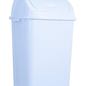 Large Plastic Trash Can with Swing Top Lid, 13 Gallon White Waste Bin for Kitchen, Garage, Indoor/ Outdoor Trash Can