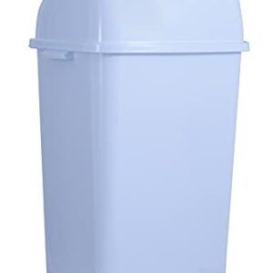 Large Plastic Trash Can with Swing Top Lid, 13 Gallon White Waste Bin for Kitchen, Garage, Indoor/ Outdoor Trash Can