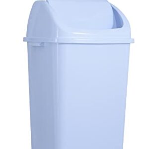 Large Plastic Trash Can with Swing Top Lid, 13 Gallon White Waste Bin for Kitchen, Garage, Indoor/ Outdoor Trash Can