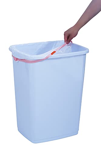 Large Plastic Trash Can with Swing Top Lid, 13 Gallon White Waste Bin for Kitchen, Garage, Indoor/ Outdoor Trash Can