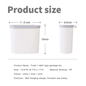 INSHA Hanging Trash Can,Small in-Cabinet Kitchen Garbage Bin Can Easy Attached to Cabinet Door Kitchen Drawer Car Waste Can with Top Ring to Fix Garbage Bag (LJT-White)