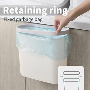 INSHA Hanging Trash Can,Small in-Cabinet Kitchen Garbage Bin Can Easy Attached to Cabinet Door Kitchen Drawer Car Waste Can with Top Ring to Fix Garbage Bag (LJT-White)