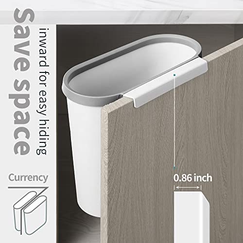 INSHA Hanging Trash Can,Small in-Cabinet Kitchen Garbage Bin Can Easy Attached to Cabinet Door Kitchen Drawer Car Waste Can with Top Ring to Fix Garbage Bag (LJT-White)