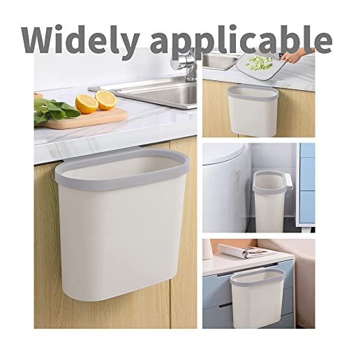 INSHA Hanging Trash Can,Small in-Cabinet Kitchen Garbage Bin Can Easy Attached to Cabinet Door Kitchen Drawer Car Waste Can with Top Ring to Fix Garbage Bag (LJT-White)