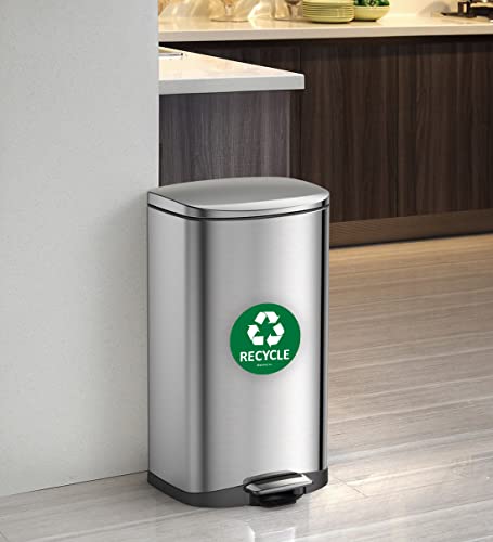 IGNIXIA (Pack of 04) Recycle & Trash Stickers Indoor & Outdoor Trash Bin Decals Recycle & Trash Symbols Sticker 4 X 4 Inches Self Adhesive Peel & Stick (Green/Black)