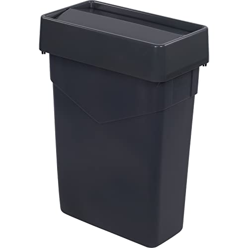 Carlisle FoodService Products TrimLine Plastic Rectangle Waste Container, 15 Gallons, Grey