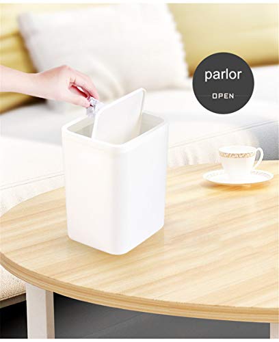 FuQI Cute Small Desktop Trash Can for Office Desktop Coffee Table Kitchen Small Garbage Can Colorful Plastic Trash Can Shake Cover Bucket Small Paper Basket