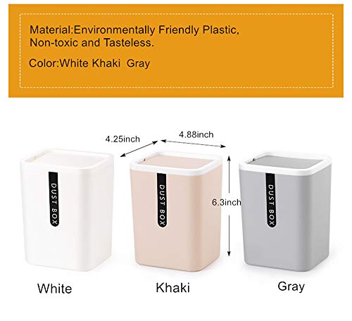 FuQI Cute Small Desktop Trash Can for Office Desktop Coffee Table Kitchen Small Garbage Can Colorful Plastic Trash Can Shake Cover Bucket Small Paper Basket