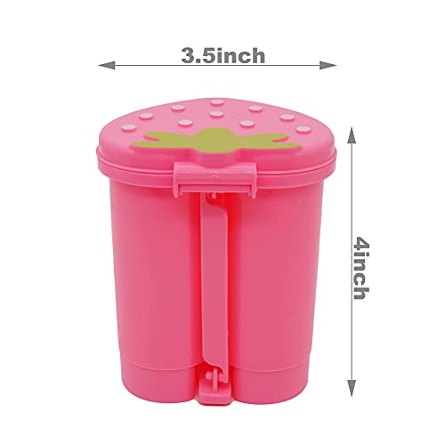 Desktop Trash Can Mini with Swing Lid Cute Red Strawberry, Mini Countertop Trash Cans for Desk Car Office Kitchen, Tiny Trash Can, Mini Garbage Can Plastic