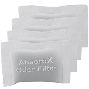 itouchless 4-pack absorbx odor filter deodorizers, absorbs trash odors, all natural activated carbon, biodegradable, for use with 8 gallon and larger trash cans