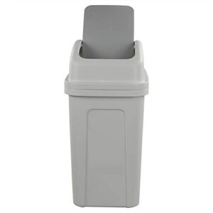 nicesh 2.6 gallon swing top trash can, 10 l plastic garbage can with swing lid (grey)