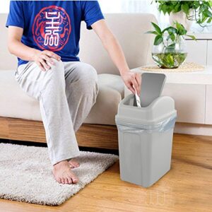 Nicesh 2.6 Gallon Swing Top Trash Can, 10 L Plastic Garbage Can with Swing Lid (Grey)