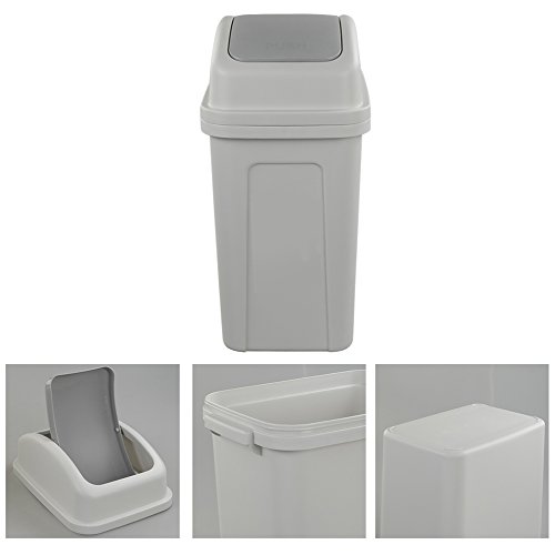 Nicesh 2.6 Gallon Swing Top Trash Can, 10 L Plastic Garbage Can with Swing Lid (Grey)