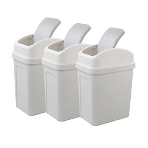 fiazony 3-pack 4 gallon plastic trash can, garbage can with swing-top lid, gray