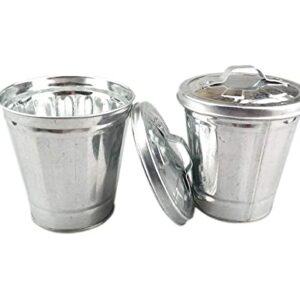 AITING Mini Trash can & Iron Garbage can Pencil Cup Holder 2pcs (Silver)