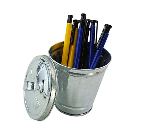 AITING Mini Trash can & Iron Garbage can Pencil Cup Holder 2pcs (Silver)