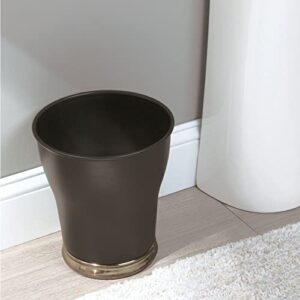 mDesign Decorative Metal Small Trash Can Wastebasket, Garbage Container Bin - for Bathrooms, Powder Rooms, Kitchens, Home Offices - Modern Curved Design - Pearl Bronze/Champagne