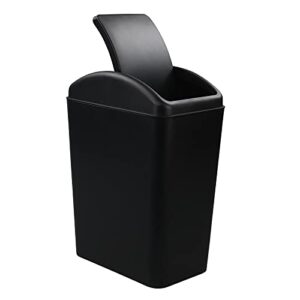 cand 1 pack kitchen garbage can, plastic trash can with swing lid, 16 l (black)