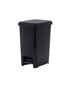 superio slim step on trash can 6.5 gallon, black waste bin with foot pedal lid 26 liter, kitchen, under desk, office, bedroom, bathroom