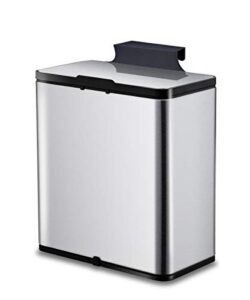 elpheco kitchen compost bin, 2 gallon brushed stainless steel hanging trash can, kitchen cabinet door under sink garbage can compost bin wall mounted slide open, upgraded packaging