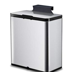 ELPHECO Kitchen Compost Bin, 2 Gallon Brushed Stainless Steel Hanging Trash Can, Kitchen Cabinet Door Under Sink Garbage Can Compost Bin Wall Mounted Slide Open, Upgraded Packaging