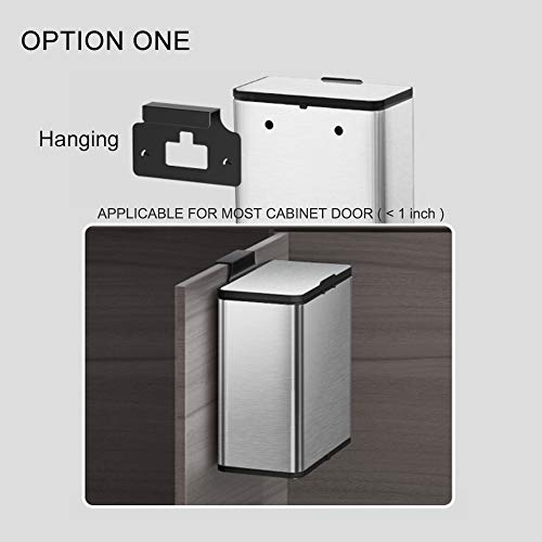 ELPHECO Kitchen Compost Bin, 2 Gallon Brushed Stainless Steel Hanging Trash Can, Kitchen Cabinet Door Under Sink Garbage Can Compost Bin Wall Mounted Slide Open, Upgraded Packaging