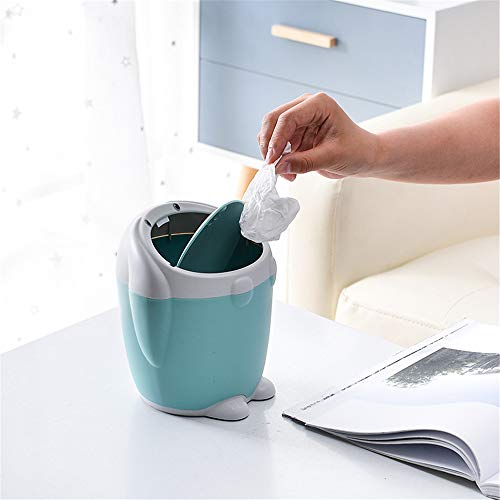 ESD HSDMYSH Mini Desktop Trash Can Mini Desk Garbage Can for Office Desktop Coffee Table Kitchen Bunny Cute Garbage Can Small Table Trash Can Shake Cover Bucket Small Paper Basket