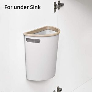 Subekyu Small Trash Can, Hanging Waste Bin Under Kitchen Sink, Plastic Wastebasket Over Cabinet Door with Top Ring to Fix Garbage Bag.