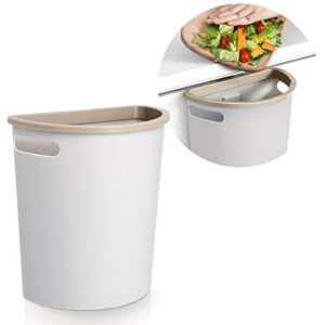 subekyu small trash can, hanging waste bin under kitchen sink, plastic wastebasket over cabinet door with top ring to fix garbage bag.