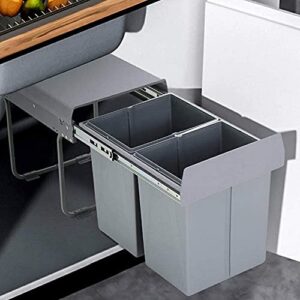 pull out trash can under cabinet 40 quart double sliding trash can under cabinet bin with lid and handle easy to disassemble gray garbage recycling trash container bin