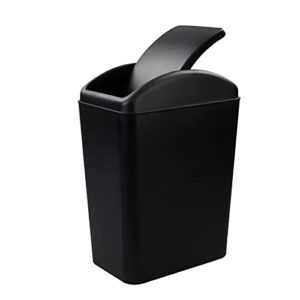 xowine 4.2 gallon small plastic trash can with swing lid, garbage can for kitchen, black