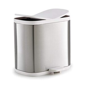 joseph joseph split step trash can recycle bin dual compartments removable buckets, 1.6 gallon/6 liter, stainless steel