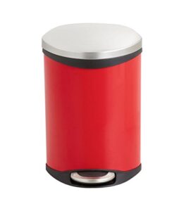 safco products 9901rd ellipse step-on waste receptacle, 3-gallon, red