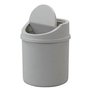 lesbin 0.5 gallon plastic mini trash can, tiny garbage can with swing lid, gray