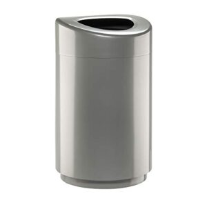 safco products open top trash receptacle with liner 9920sl, silver, 30 gallon capacity, hands-free disposal, modern styling