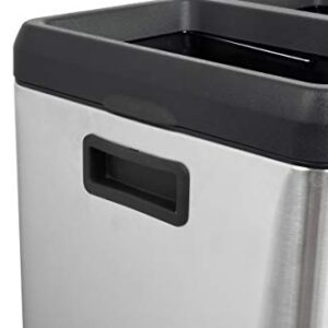 Step N' Sort 16 Gal, 3 Compartment Open Top Trash and Recycling Bin, Silver (OPN603)