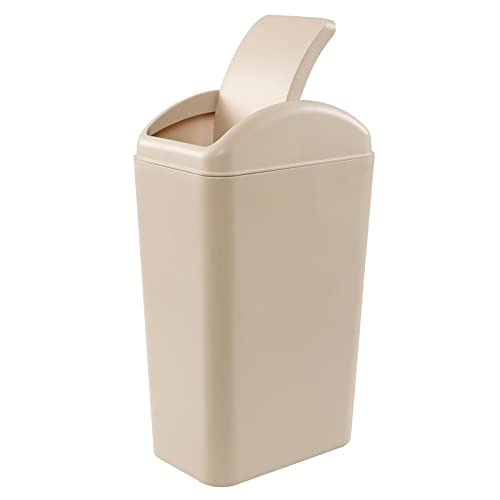 Utiao 14 L Slim Plastic Garbage Bins, Small Swing Trash Cans for Kitchen, Office, Bathroom, R