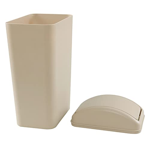 Utiao 14 L Slim Plastic Garbage Bins, Small Swing Trash Cans for Kitchen, Office, Bathroom, R