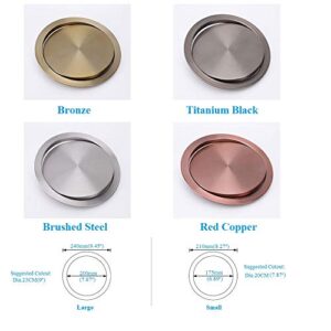 Stainless Steel Countertop Flush Built-in Flip-top Swing Cover Lid Trash Garbage Chute Kitchen Bath Top Grommet Bronze Red Gold (Titanium Black, Large)